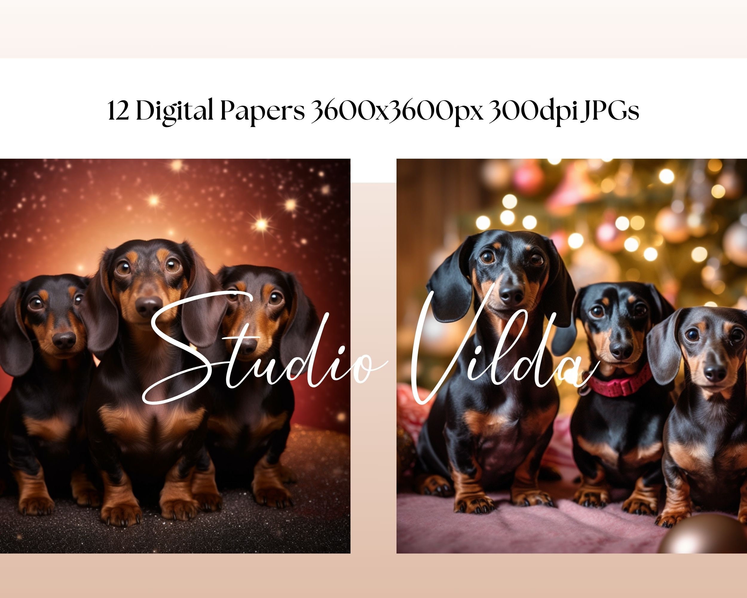 Dachshund Digital Paper, Pink Bokeh Photo Effect Printables Soft Focus ...