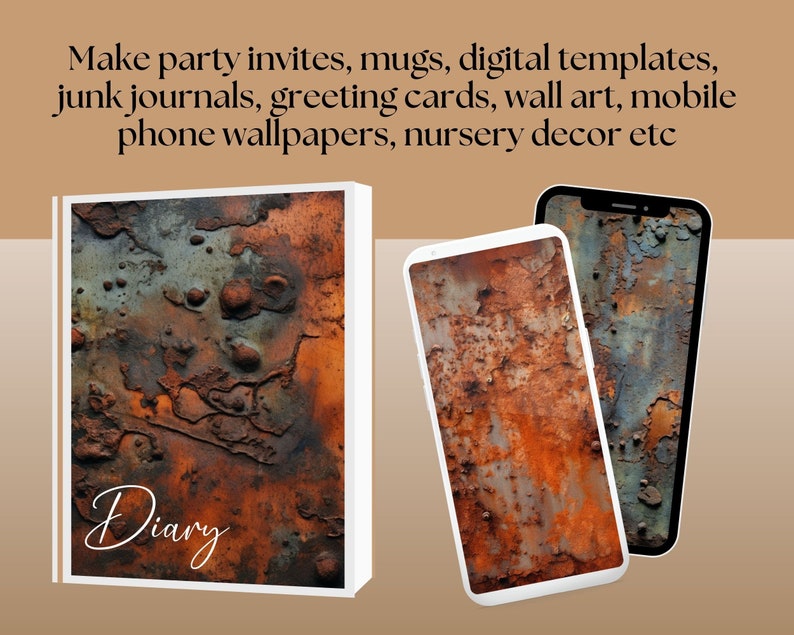 Rust Digital Paper, Rusted Metal Texture Patina Backdrop Printable ...