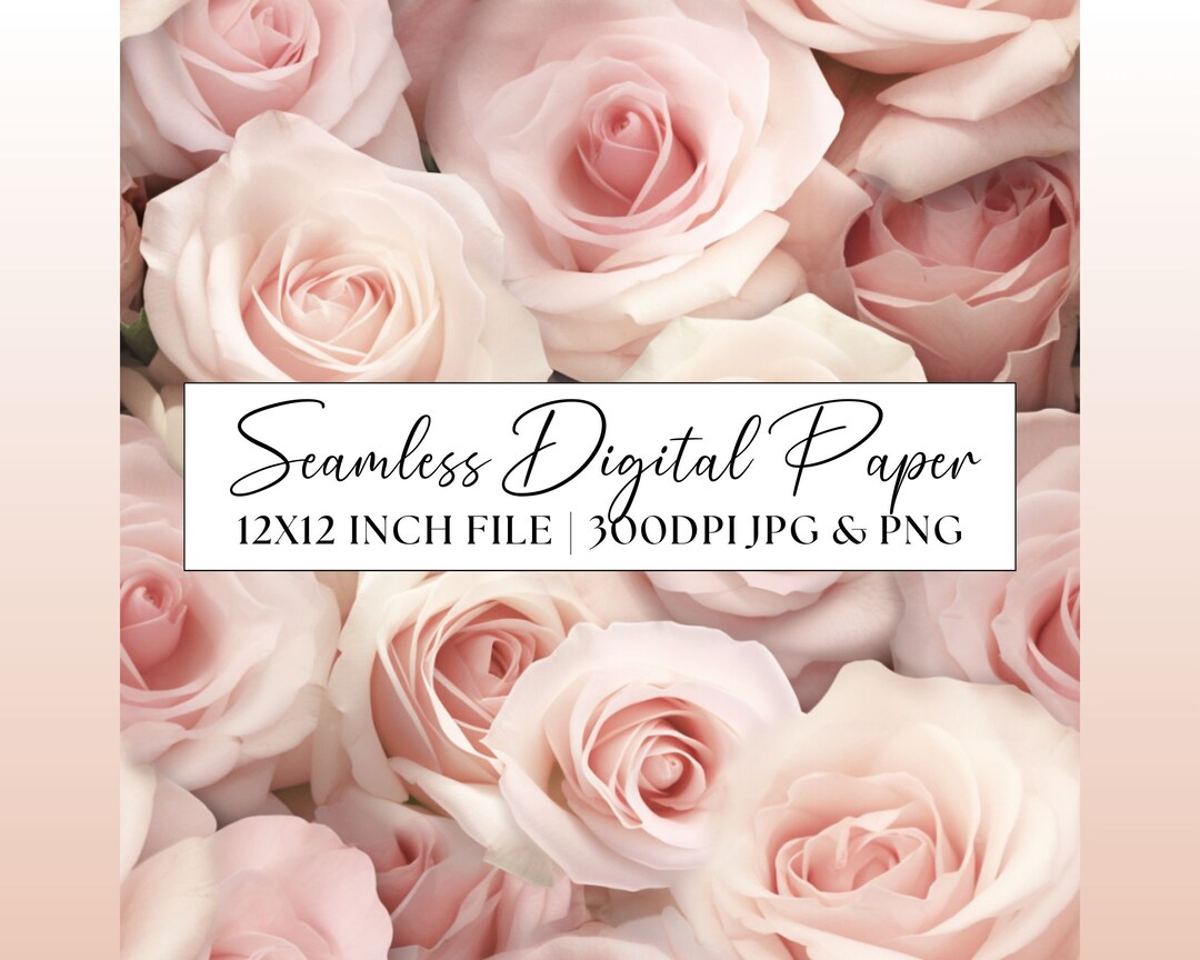 Pale Pink Roses Digital Paper, Pastel Pink Seamless Pattern, Wedding ...