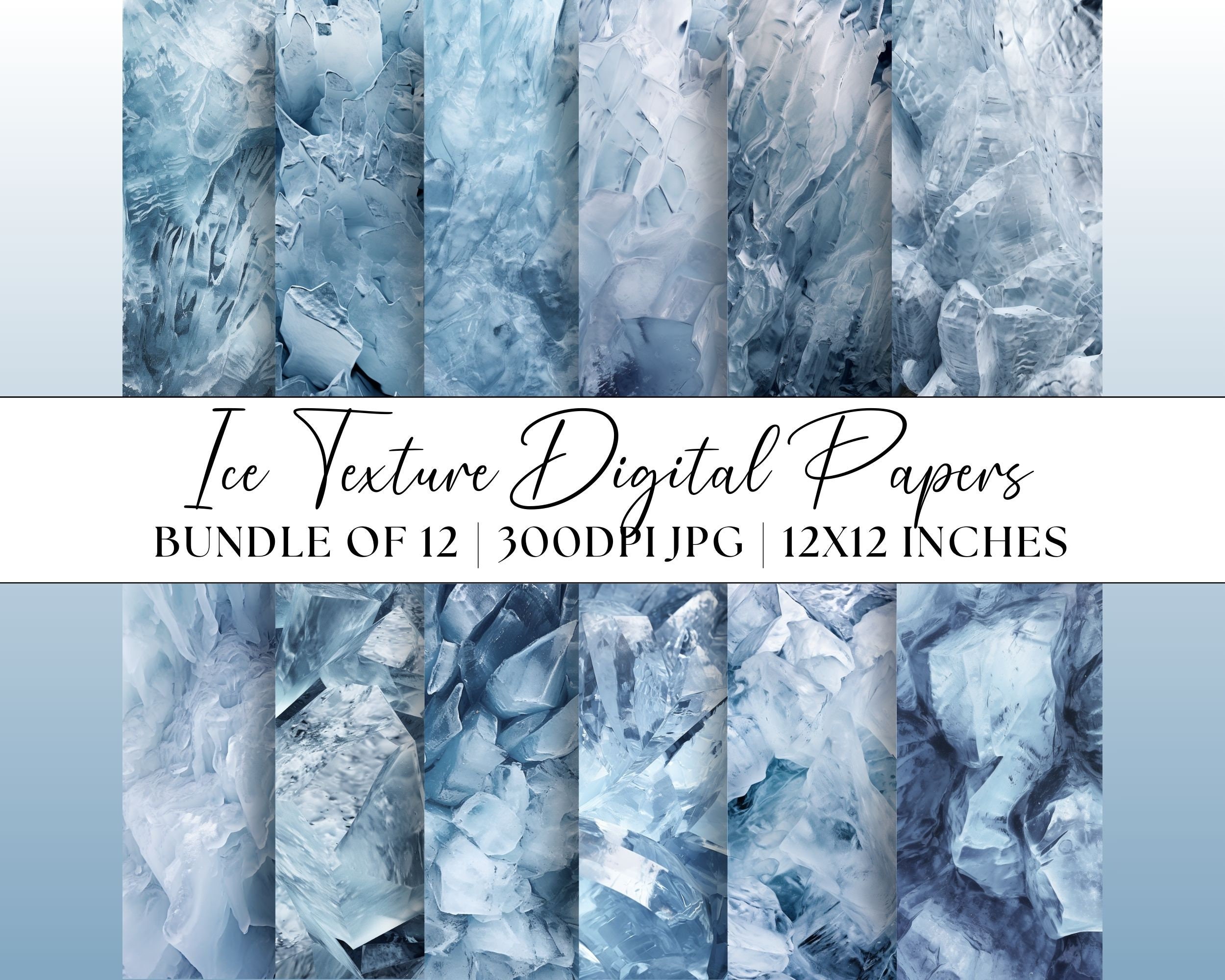 Ice Texture Digital Paper, 12x JPG Cracked Snow Ice Patterns Clipart ...