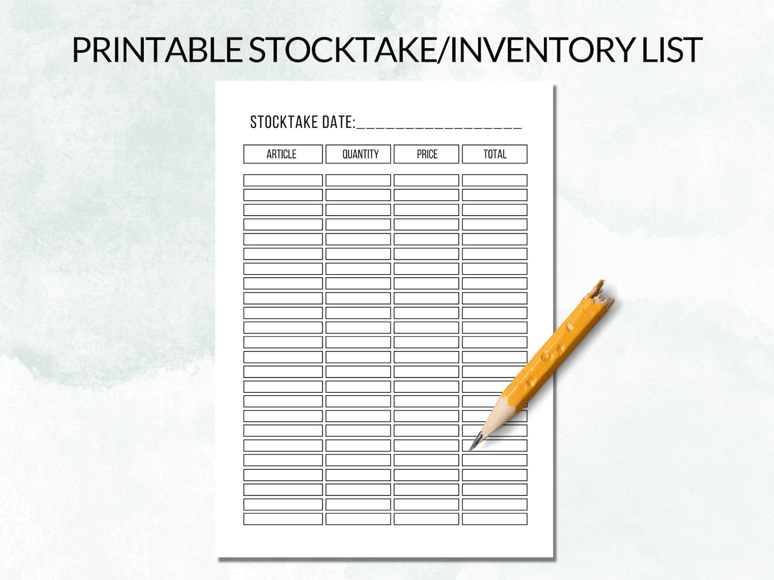 Basic Inventory Log Sheet Stocktake Printable Digital Download A4 & US ...