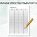 Basic Inventory Log Sheet Stocktake Printable Digital Download A4 & US ...