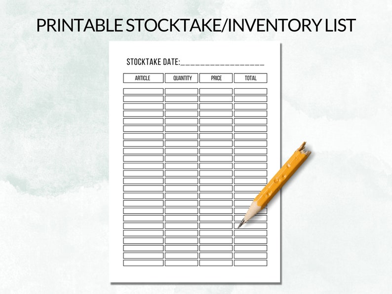 Basic Inventory Log Sheet Stocktake Printable Digital Download A4 & US Letter Size for Small ...