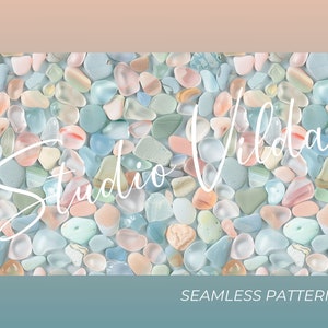 Sea Glass Digital Paper, Beach Glass Seamless Pattern, Ocean Theme ...