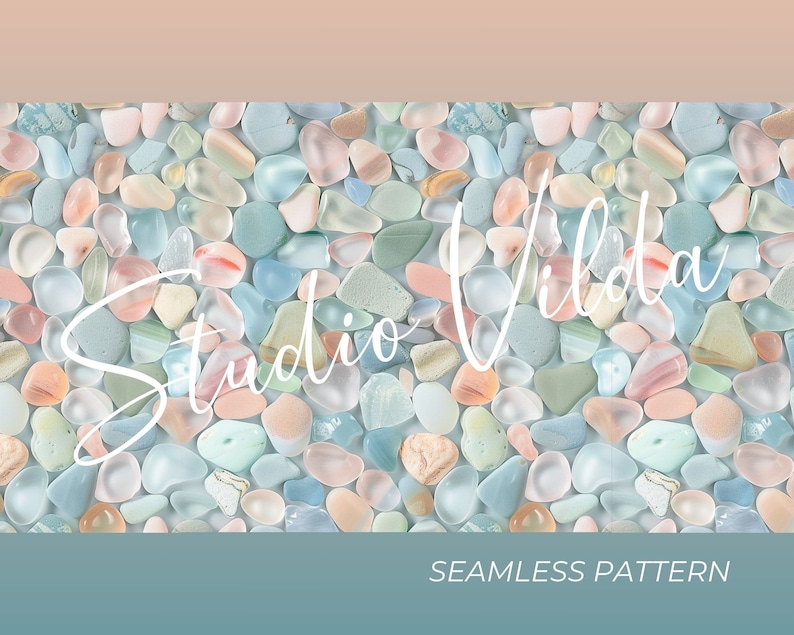 Sea Glass Digital Paper, Beach Glass Seamless Pattern, Ocean Theme ...