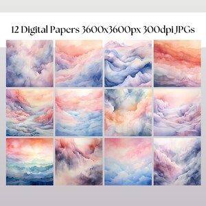 Rainbow Digital Paper Bundle, 12x JPG Pastel Patterns, Ombre Washes ...