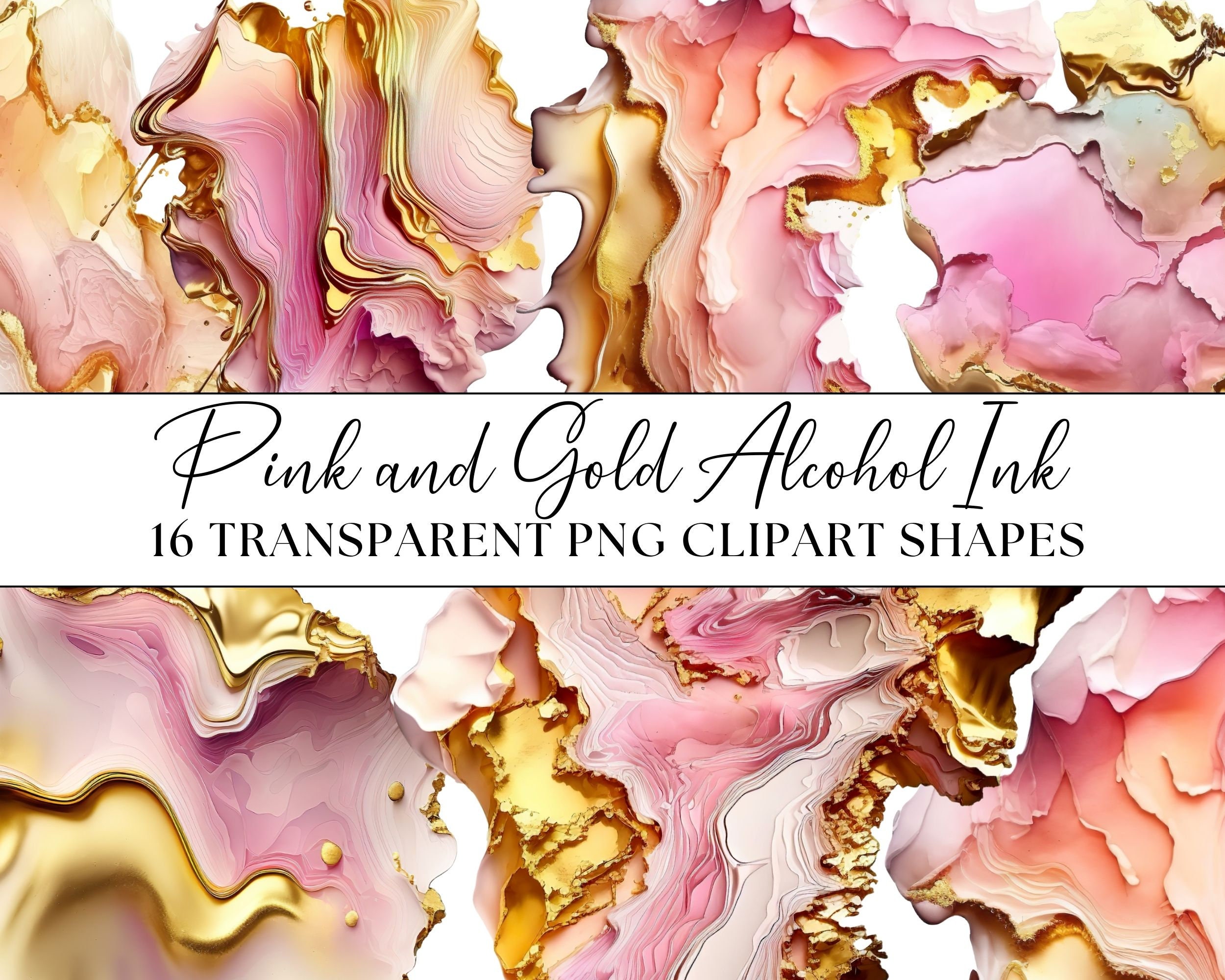 Pink and Gold Alcohol Ink, PNG Clipart Shapes Objects 16 Colourful ...