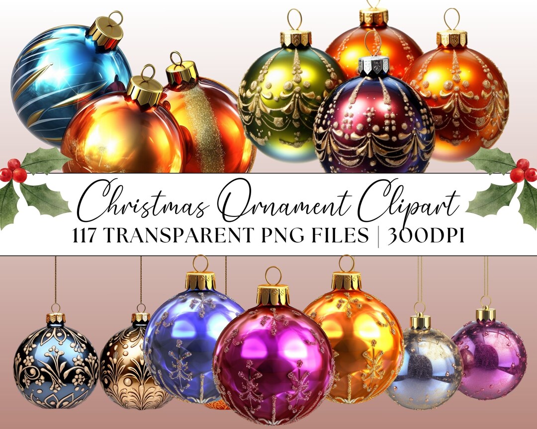 Christmas Ornaments Clipart, BIG Bundle Transparent 117x PNG Shapes ...