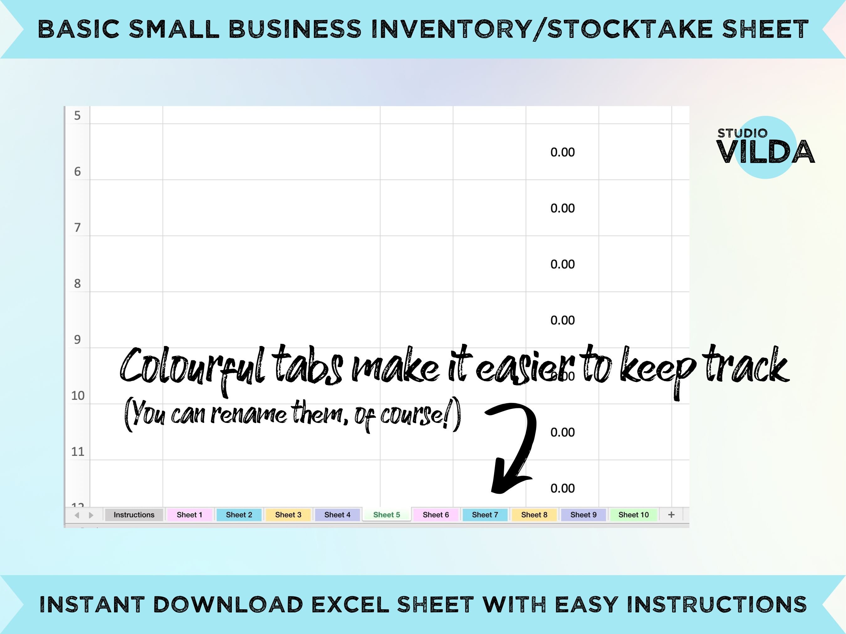 Excel Inventory Template Easy Instant Digital Download Sheet - Etsy