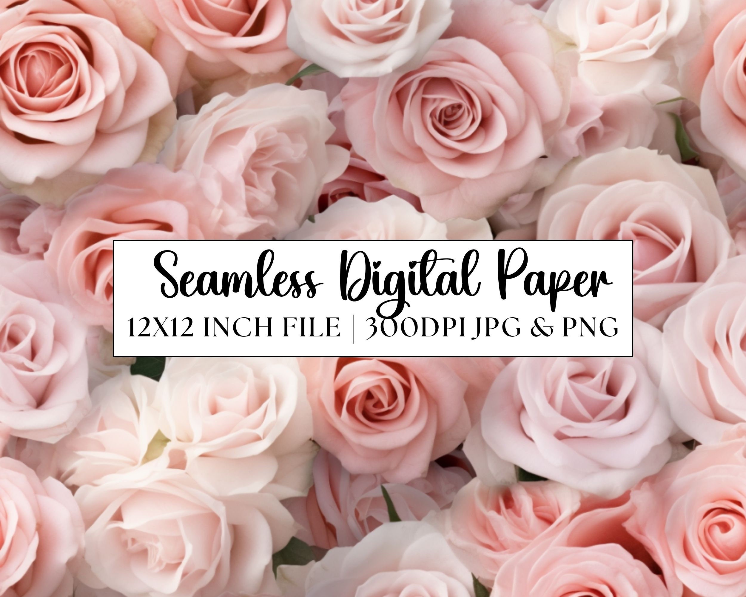 Pink Roses Digital Paper, Pastel Pink Seamless Pattern, Wedding ...