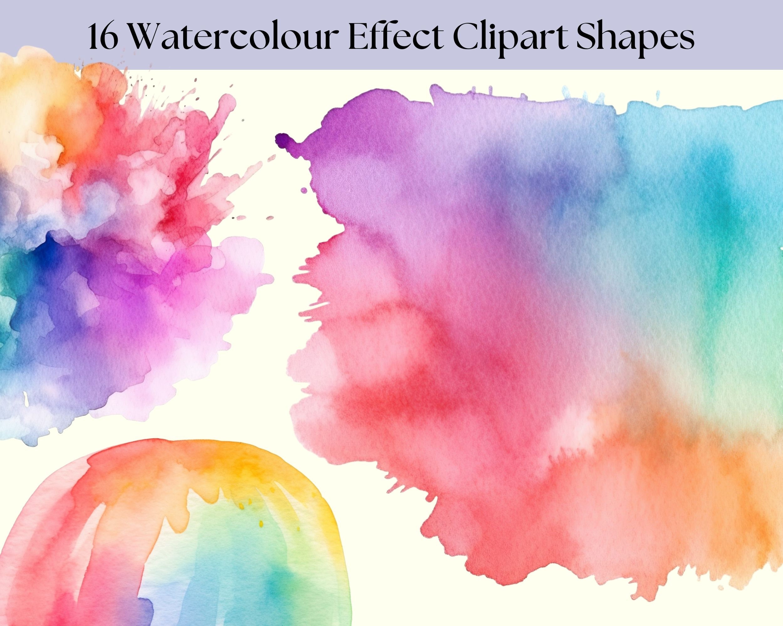 Pastel Rainbow Watercolour Washes PNG Clipart Splashes Shapes - Etsy