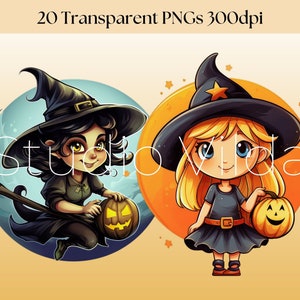 Cute Witches Clipart, Halloween Pictures for Kids Transparent ...