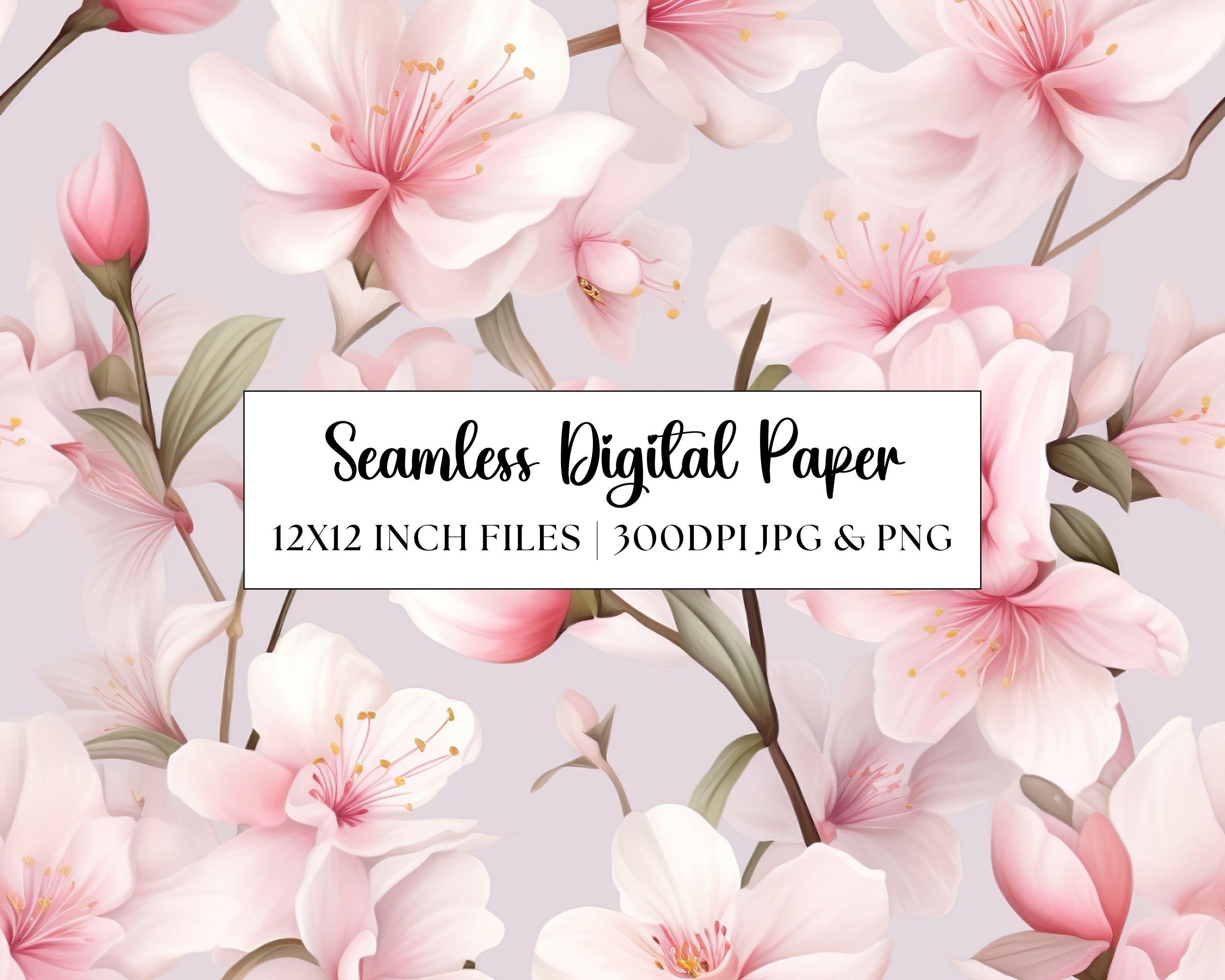 Pastel Pink Flower Seamless Pattern, Floral Digital Paper, Wedding ...