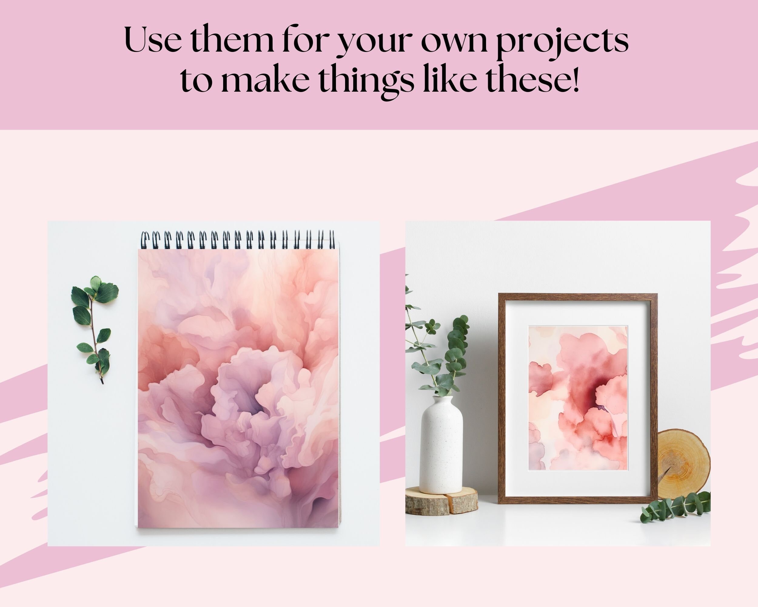 Pink Watercolor Digital Paper, 12x JPG Patterns Splashes Clipart ...