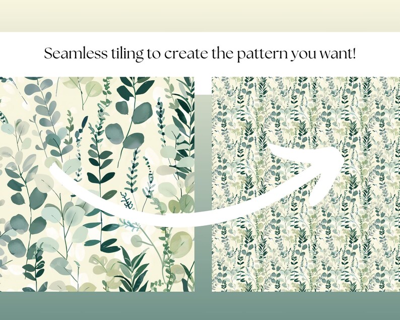 Greenery Digital Paper, Seamless Leaf Pattern, Green Plant Theme Party ...