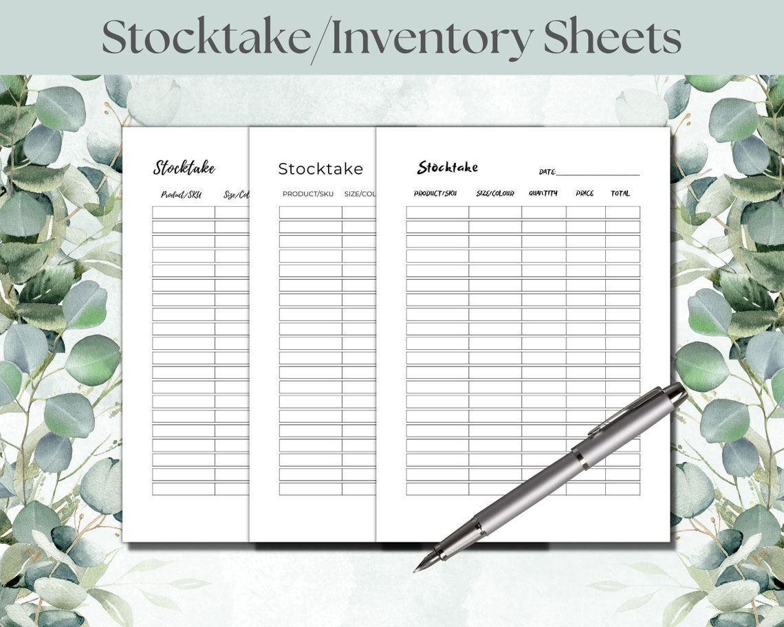Basic Inventory Log | Printable Stocktake Sheet | Stock Tracker for ...