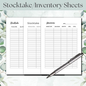 Basic Inventory Log | Printable Stocktake Sheet | Stock Tracker for ...