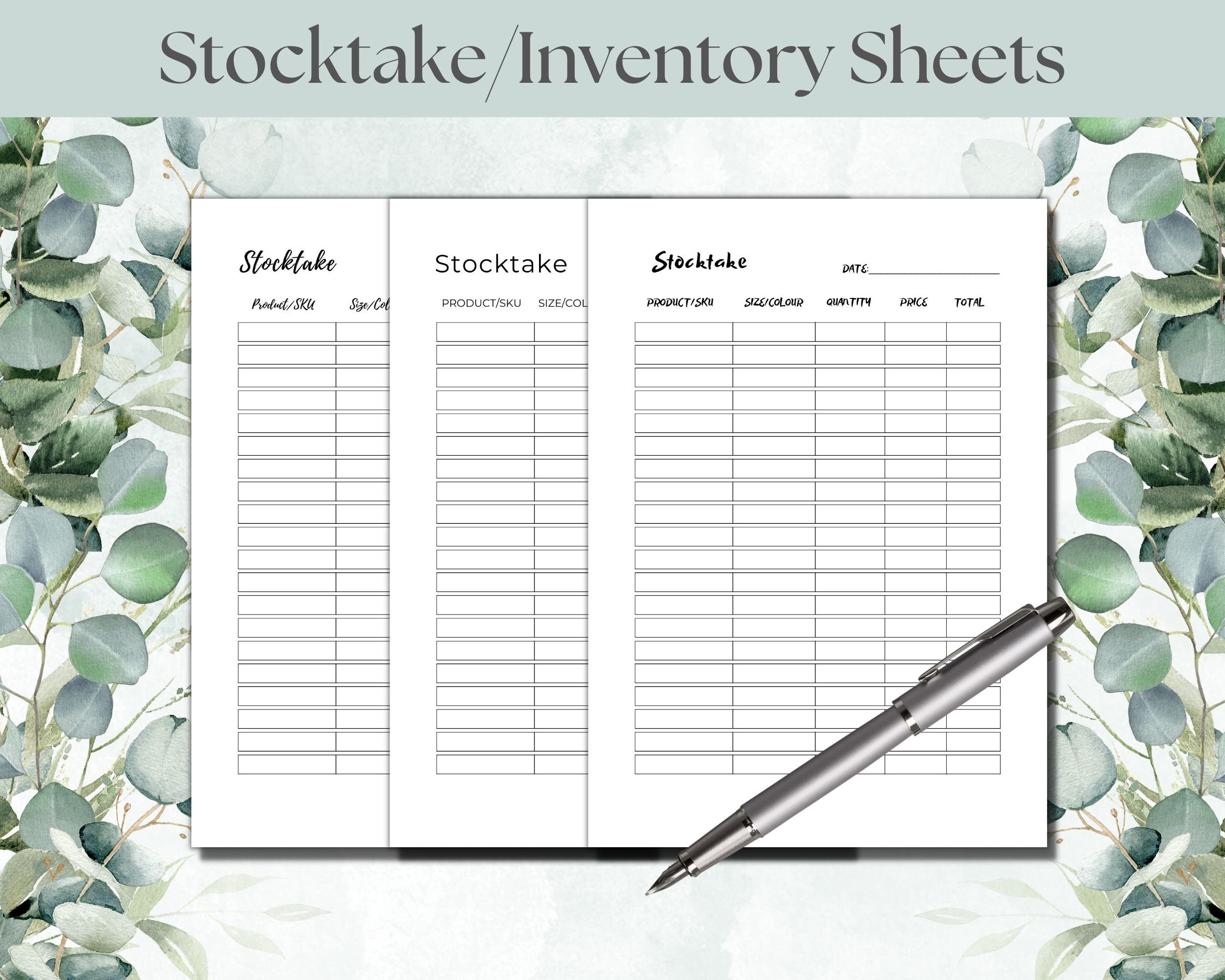 Basic Inventory Log | Printable Stocktake Sheet | Stock Tracker for Small Businesses Crafters ...