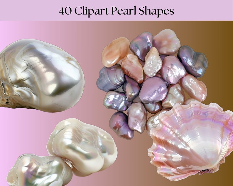 Pearl Clipart, 40x Transparent PNG Shapes Bundle Freshwater Pearls ...