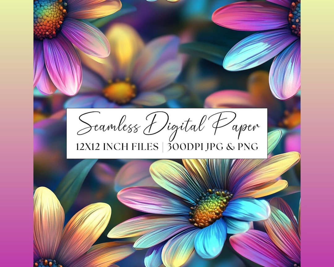 Floral Digital Paper, Shiny Metallic 3D Flower Seamless Pattern ...