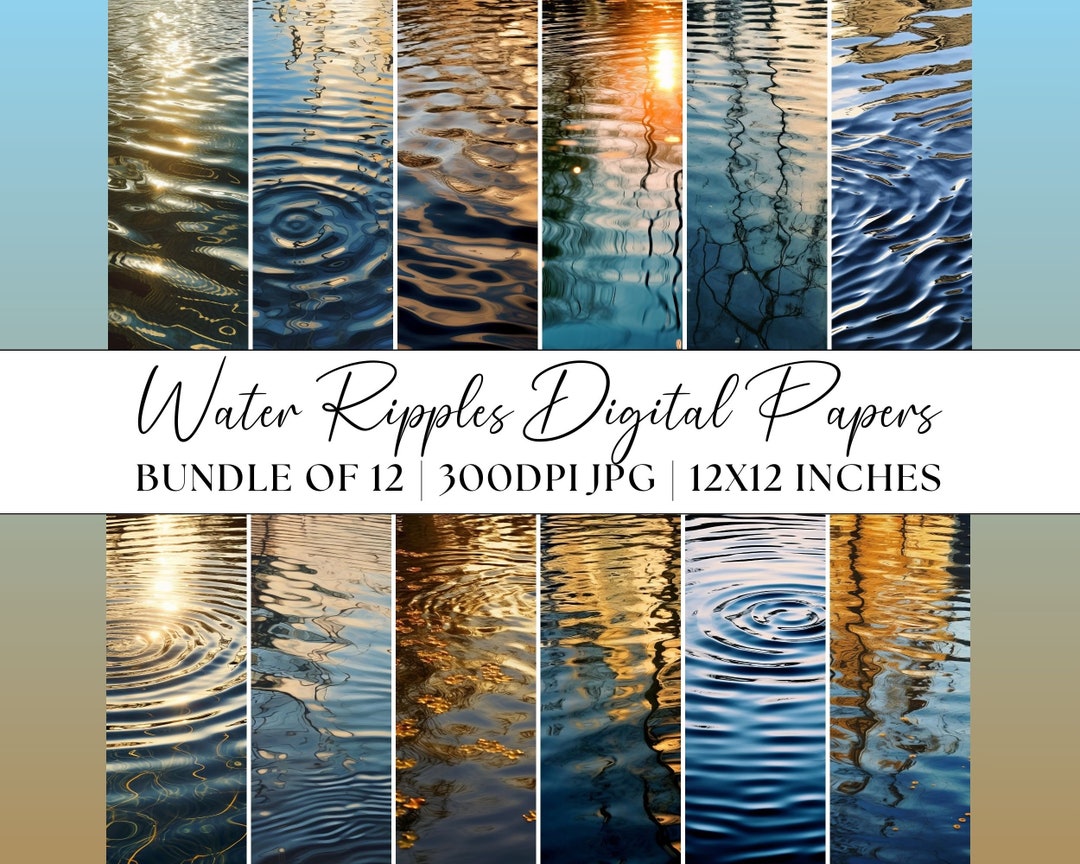 Lake Ripples Digital Paper, 12x JPG Abstract Water Sea River ...