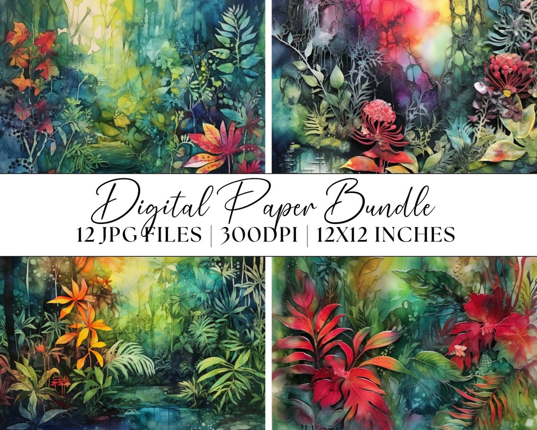 Jungle Themed Digital Paper 12x JPG Patterns Clipart Graphics - Etsy