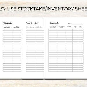 Basic Inventory Log | Printable Stocktake Sheet | Stock Tracker for ...