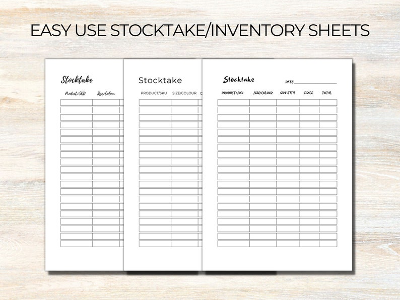 Basic Inventory Log | Printable Stocktake Sheet | Stock Tracker for ...