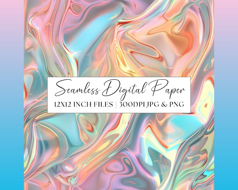 Iridescent Pastel Rainbow Digital Paper, Metallic Seamless Pattern ...