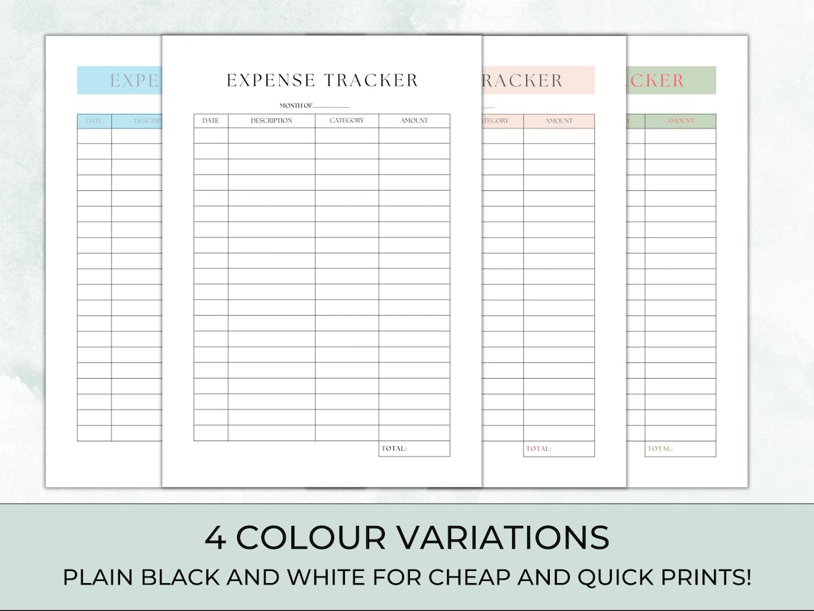 Printable Monthly Expense Tracker, Minimalist Budget Tracker, Digital ...