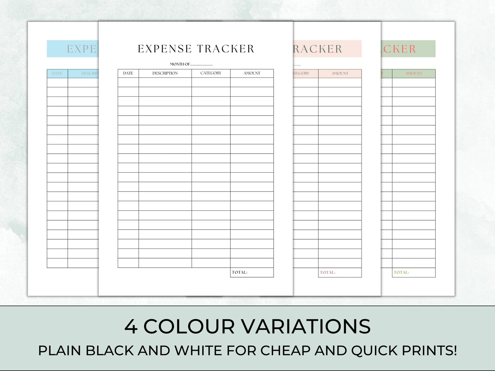 Printable Monthly Expense Tracker, Minimalist Budget Tracker, Digital ...