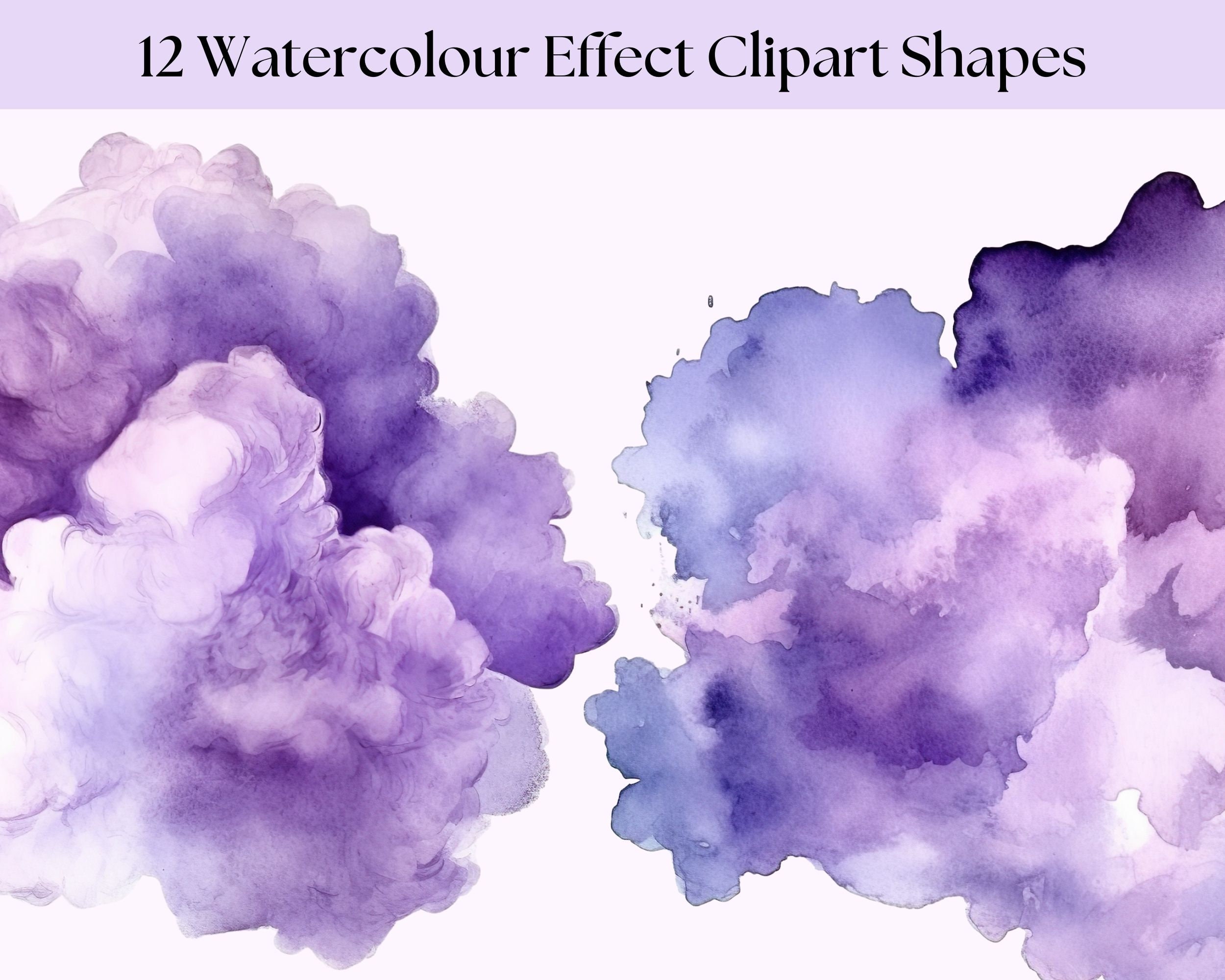 Purple Cloud Watercolour Splashes 12 PNG Clipart Washes - Etsy