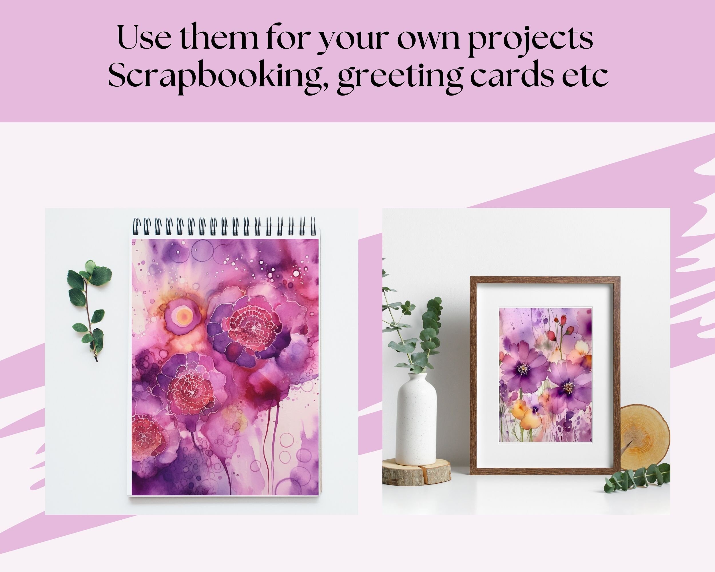 Watercolour Digital Paper Purple Floral 12x JPG Pastel - Etsy