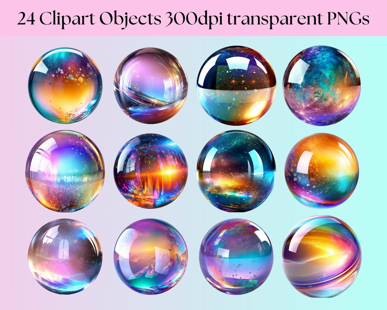 Aurora Borealis Spheres, PNG Clipart 24 Colourful AB Shimmer Northern ...