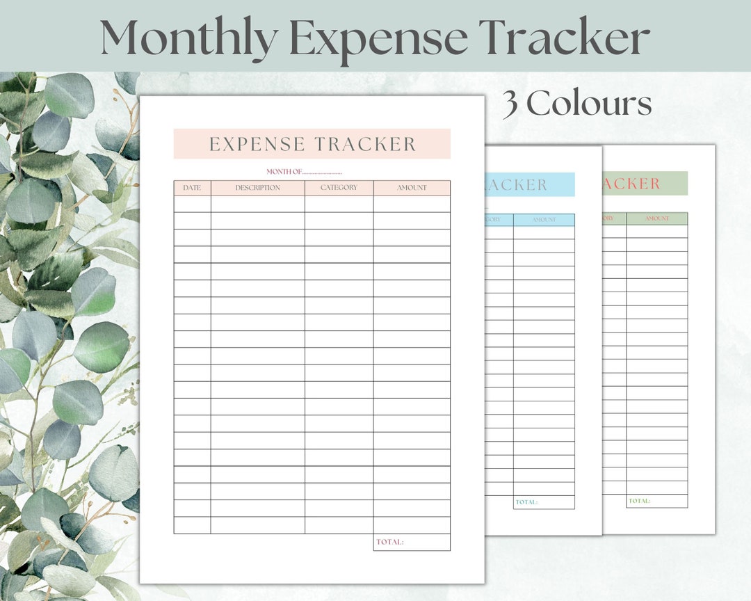 Printable Monthly Expense Tracker, Minimalist Budget Tracker, Digital ...