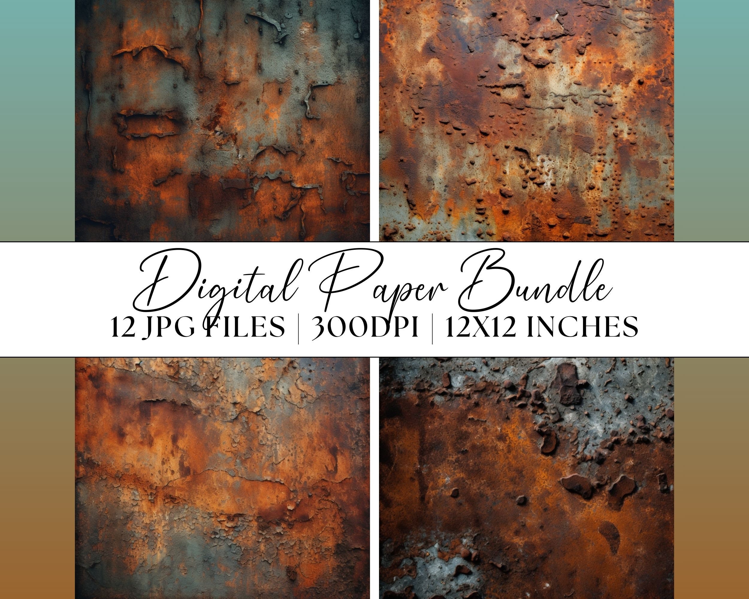 Rust Digital Paper, Rusted Metal Texture Patina Backdrop Printable ...