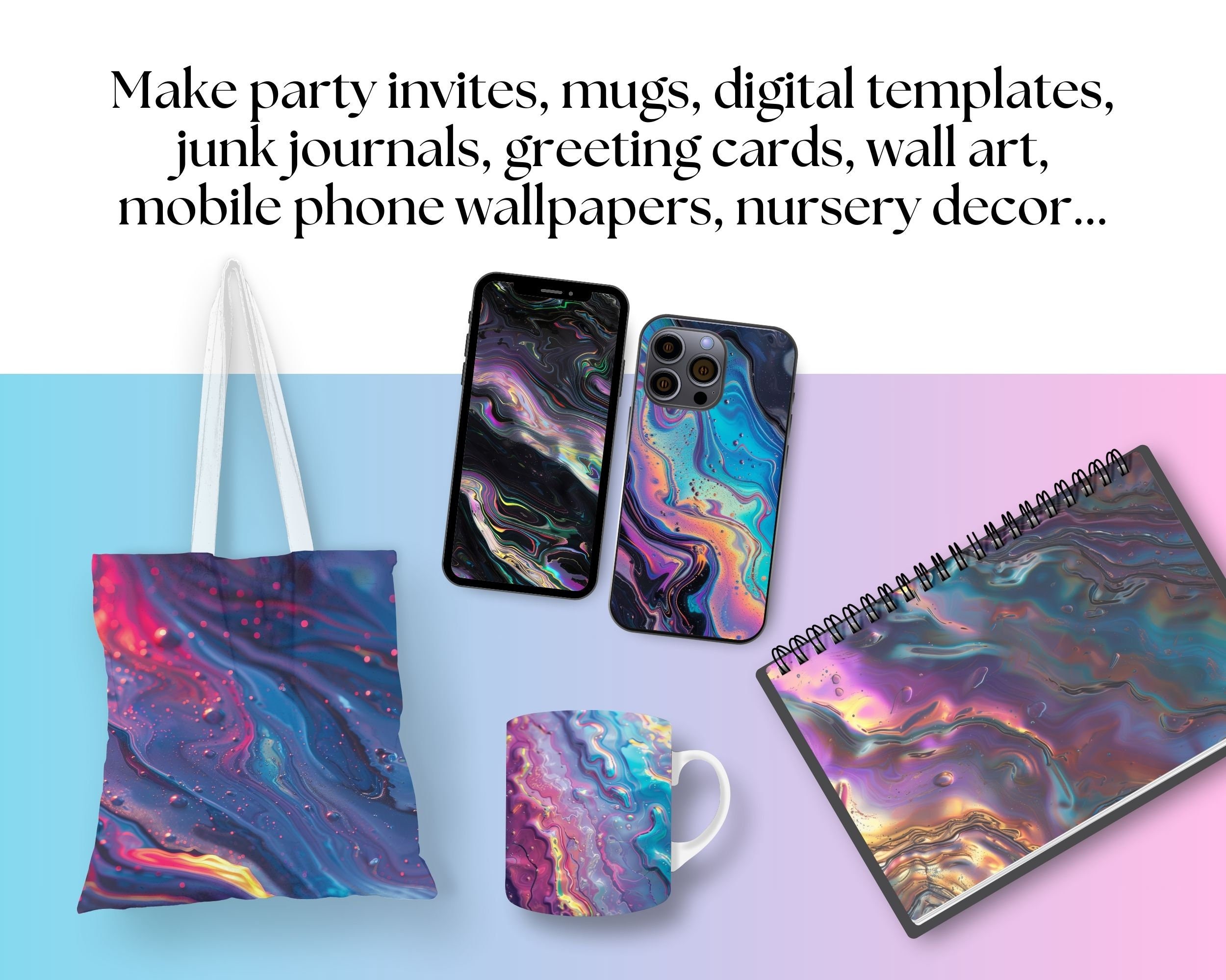 Rainbow Oil Digital Paper, Oil Slick Patterns, 12x JPG Abstract ...