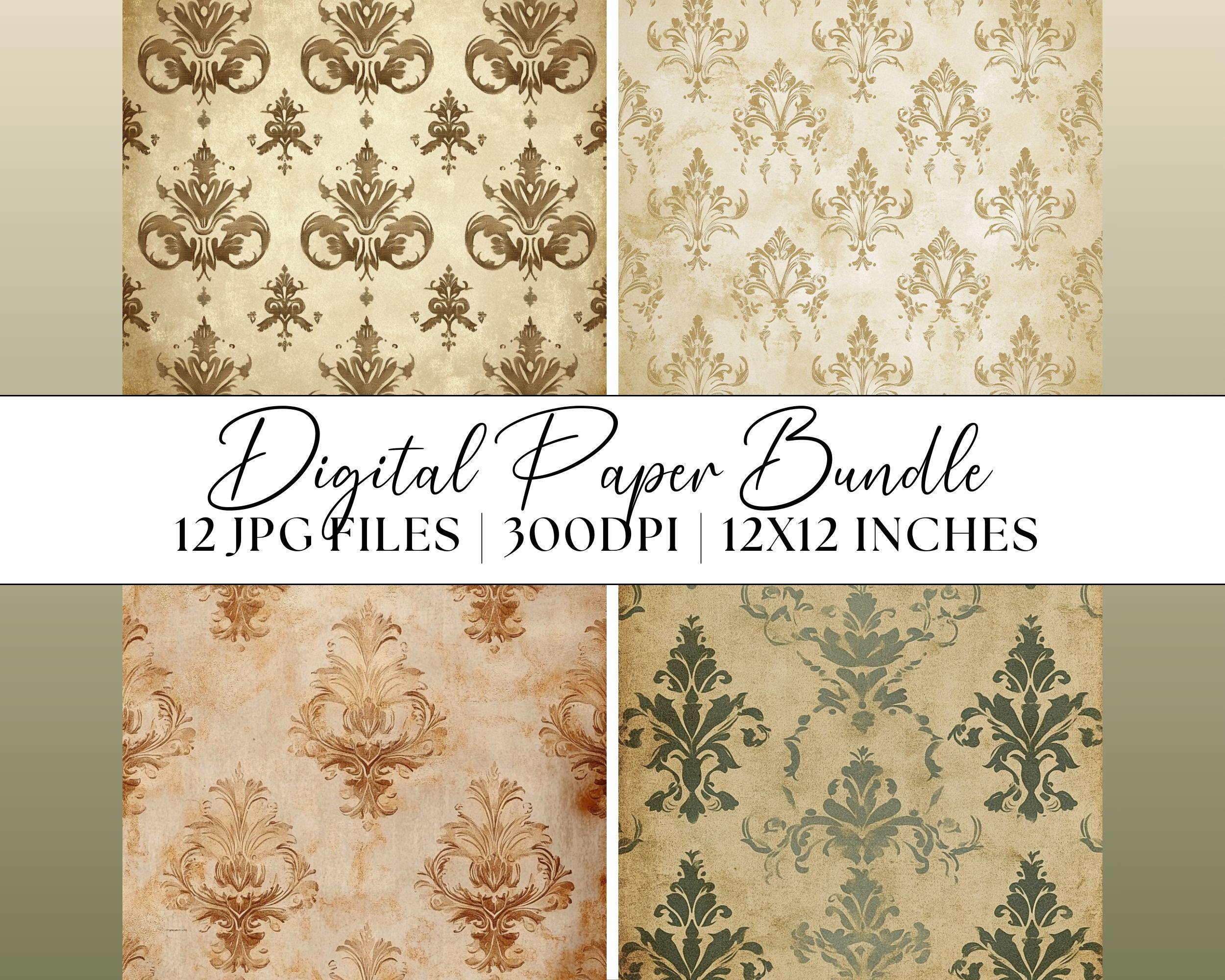 Beige Victorian Wallpaper Digital Paper, 12x JPG Light Neutral Patterns ...