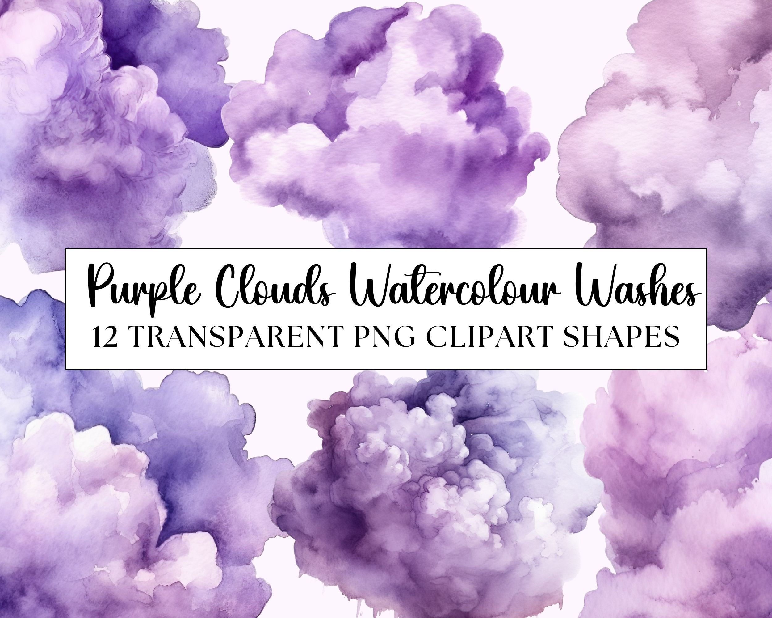 Purple Cloud Watercolour Splashes 12 PNG Clipart Washes - Etsy