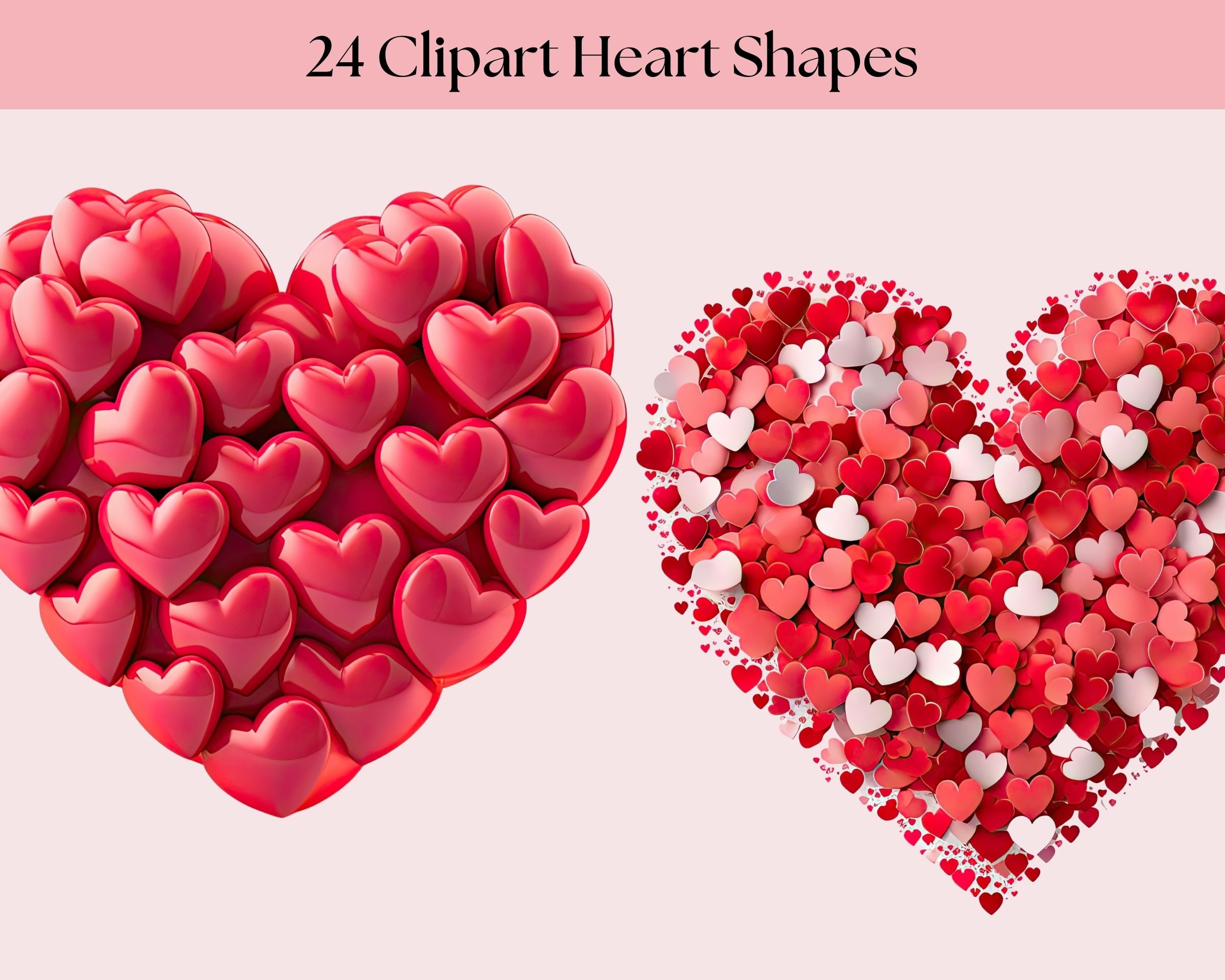 Red Hearts Clipart Bundle Objects Crafting Wedding Love Valentines Day ...