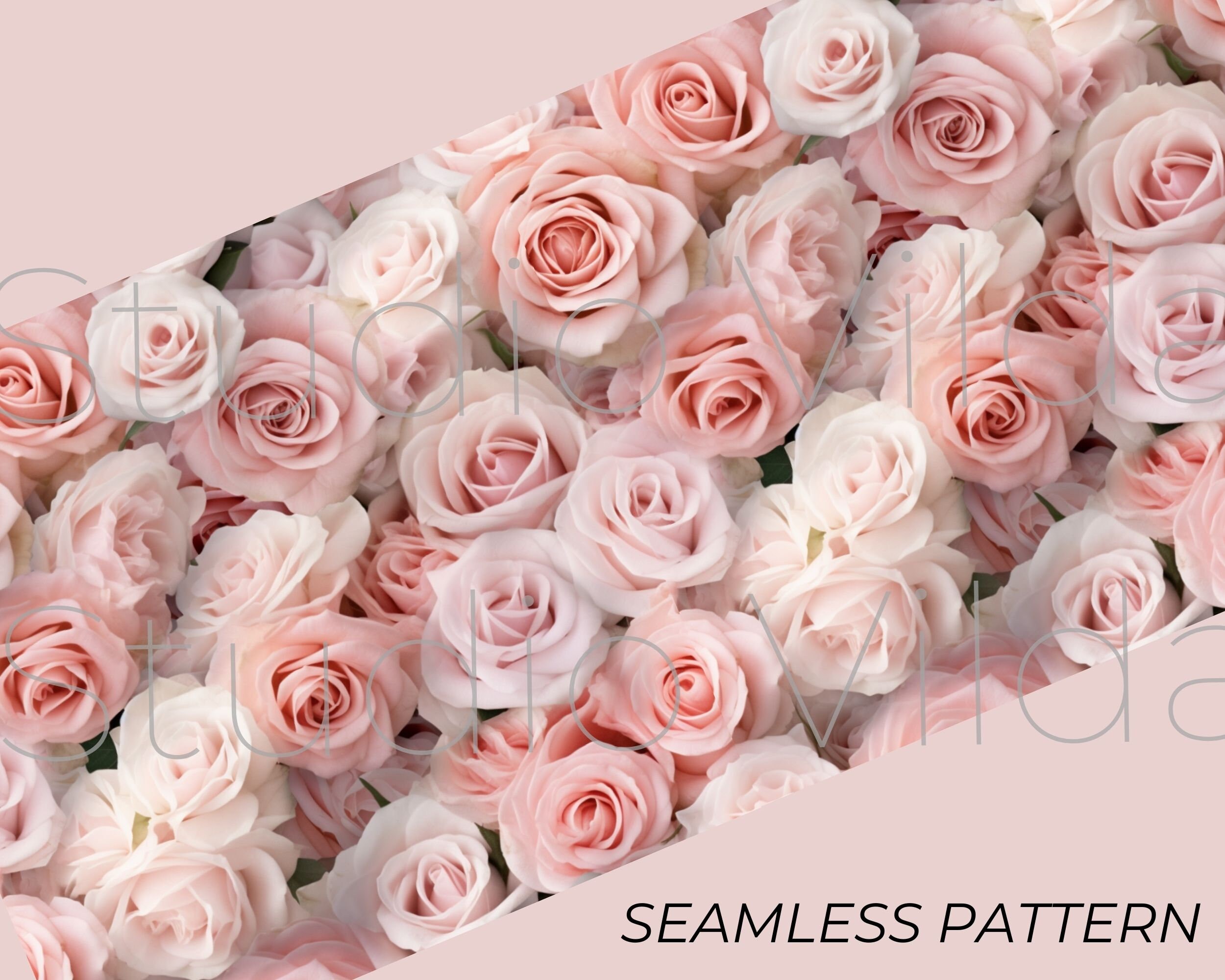 Pink Roses Digital Paper, Pastel Pink Seamless Pattern, Wedding ...