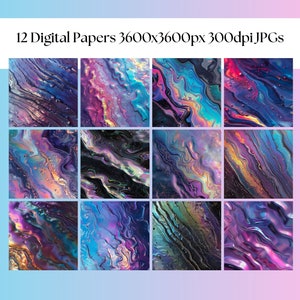 Rainbow Oil Digital Paper, Oil Slick Patterns, 12x JPG Abstract ...