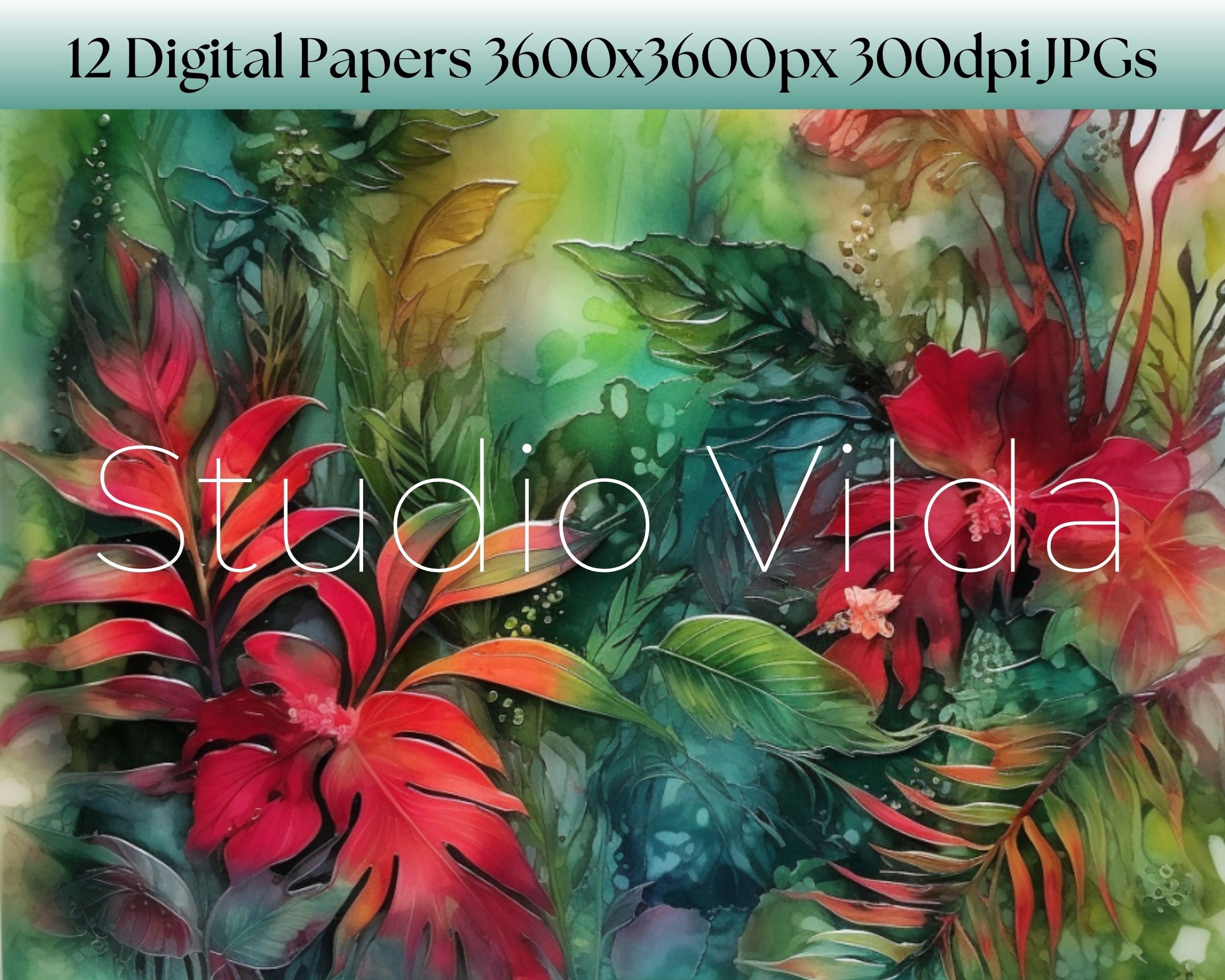 Jungle Themed Digital Paper 12x JPG Patterns Clipart Graphics ...