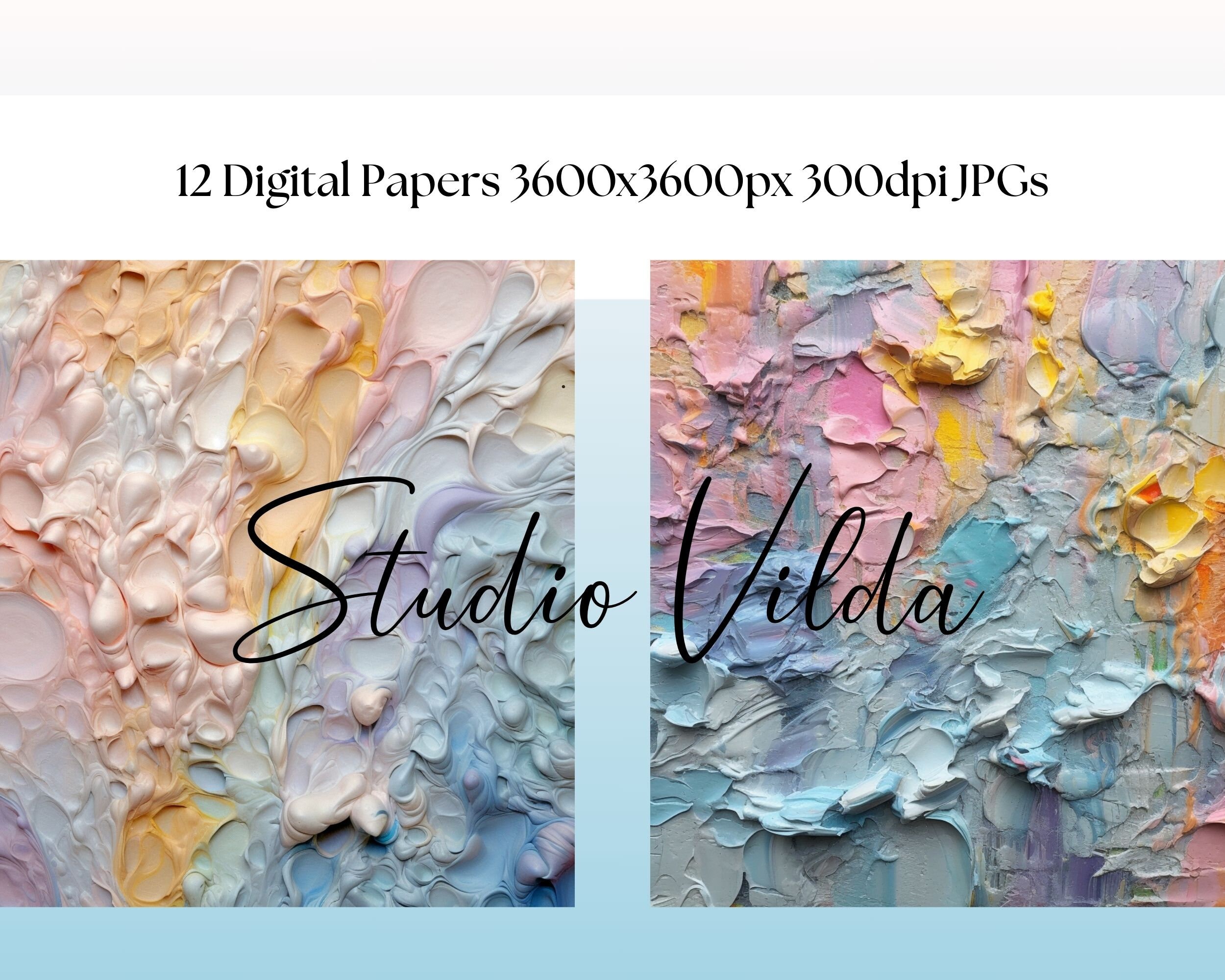 Oil Paint Digital Paper, Pastel Textures, Ombre Rainbow Soft JPG ...