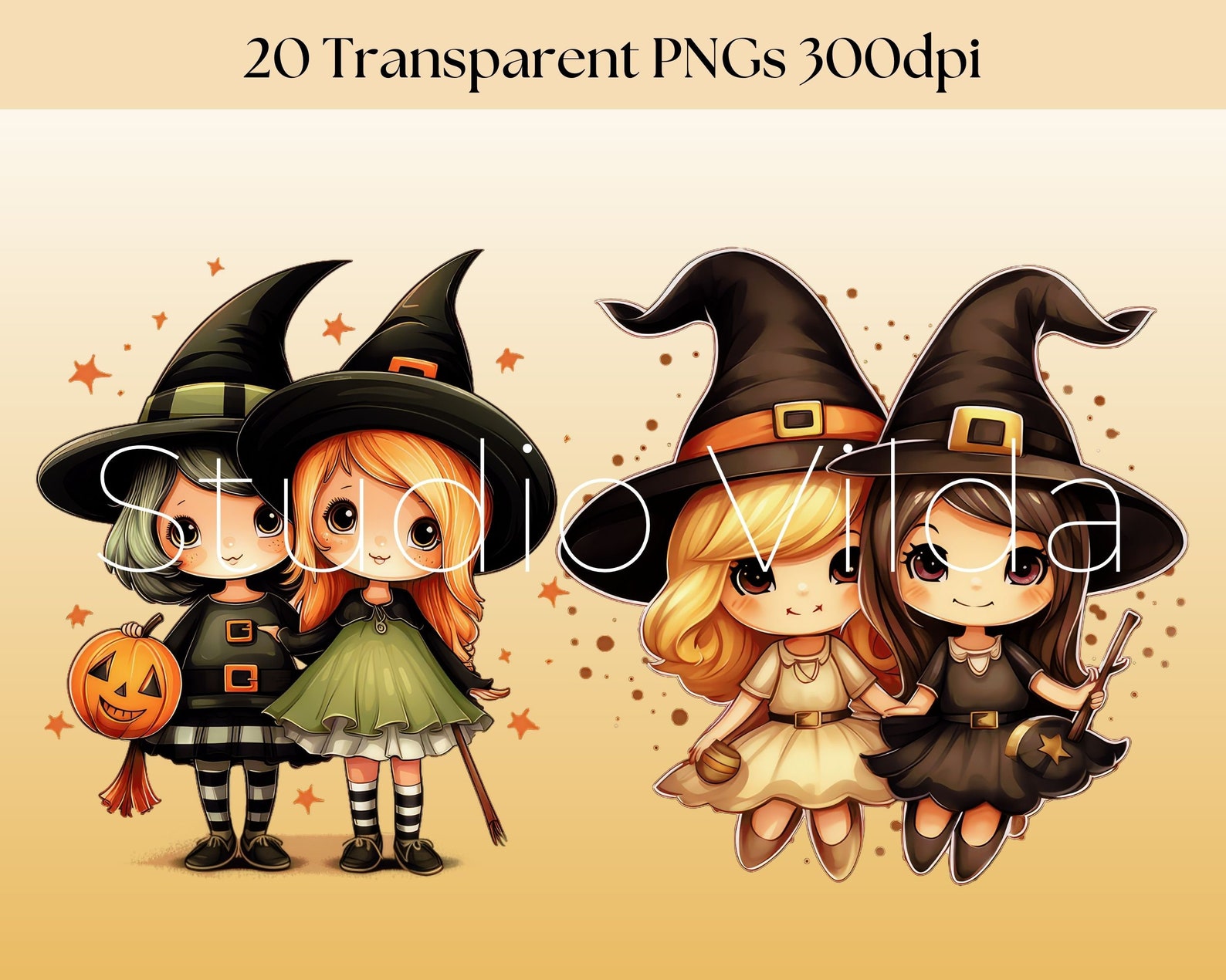 Cute Witches Clipart, Halloween Pictures for Kids Transparent ...