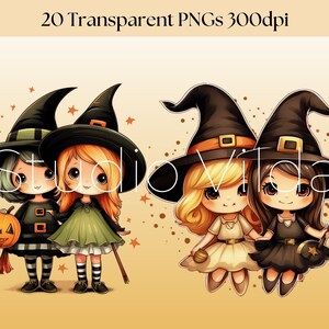 Cute Witches Clipart, Halloween Pictures for Kids Transparent ...