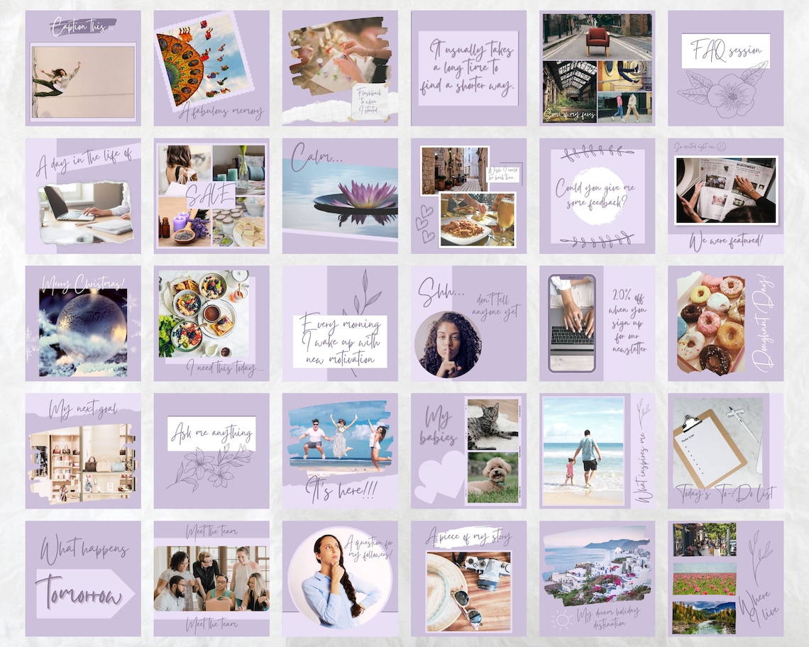 120 Purple Instagram Post Templates Lilac Insta Posts Editable in Canva ...