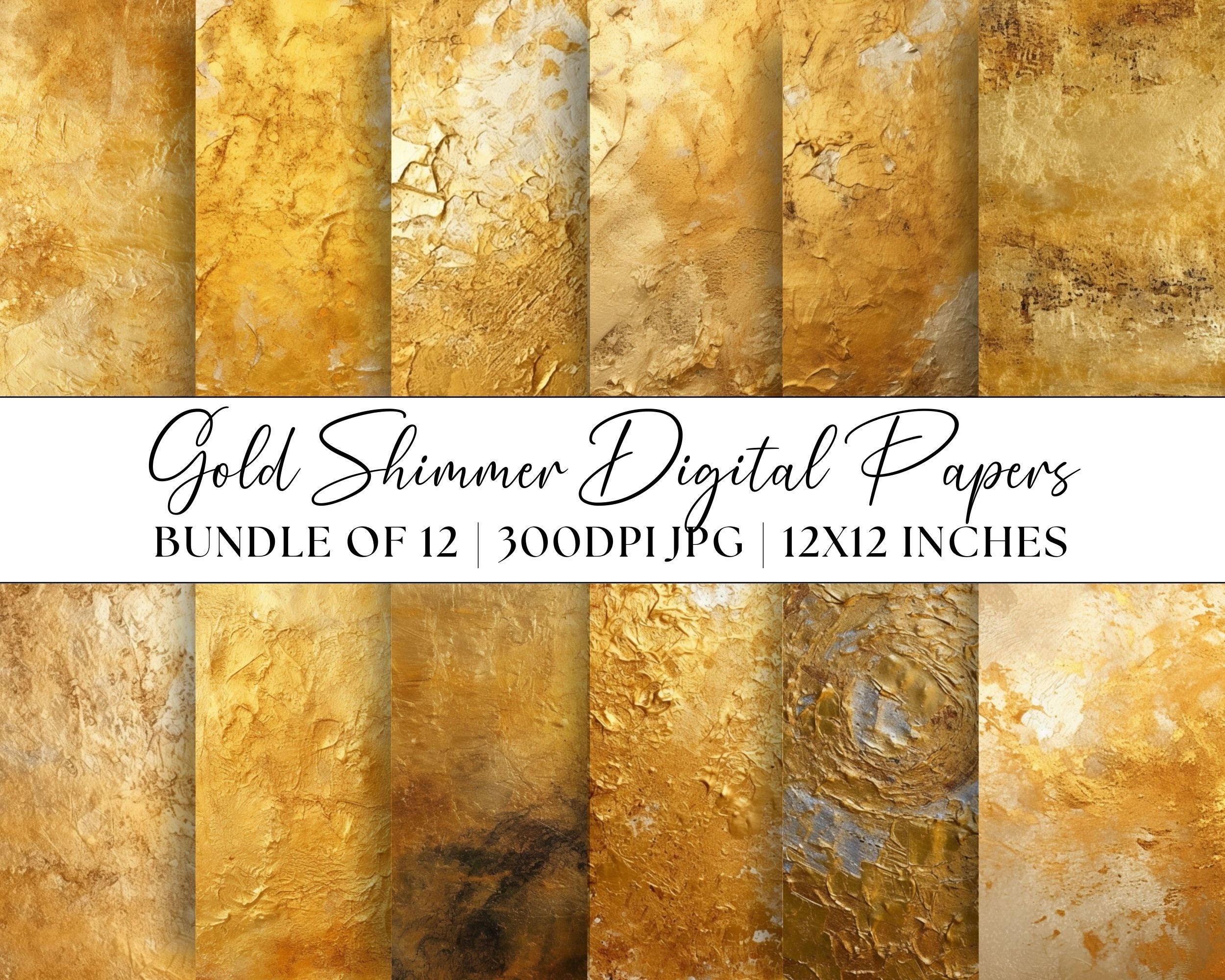 Golden Shimmer Digital Paper Gold Leaf Texture Patina - Etsy