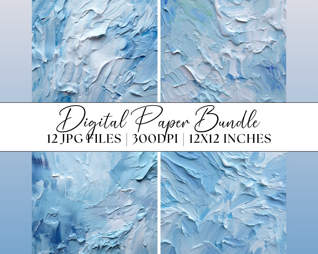 Blue Digital Paper, Light Blue Oil Paint Textures, Soft JPG Patterns ...