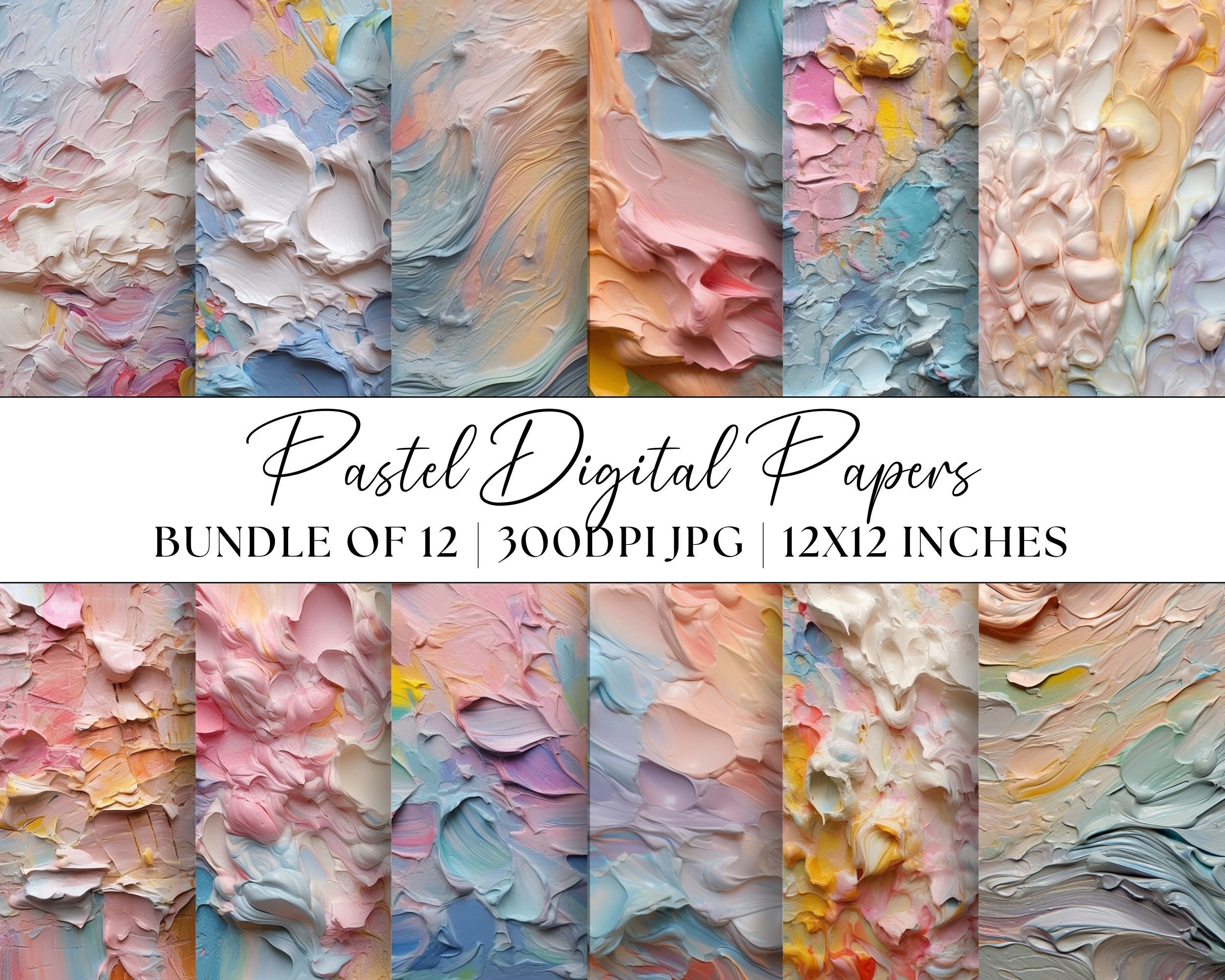 Oil Paint Digital Paper Pastel Textures Ombre Rainbow Soft - Etsy